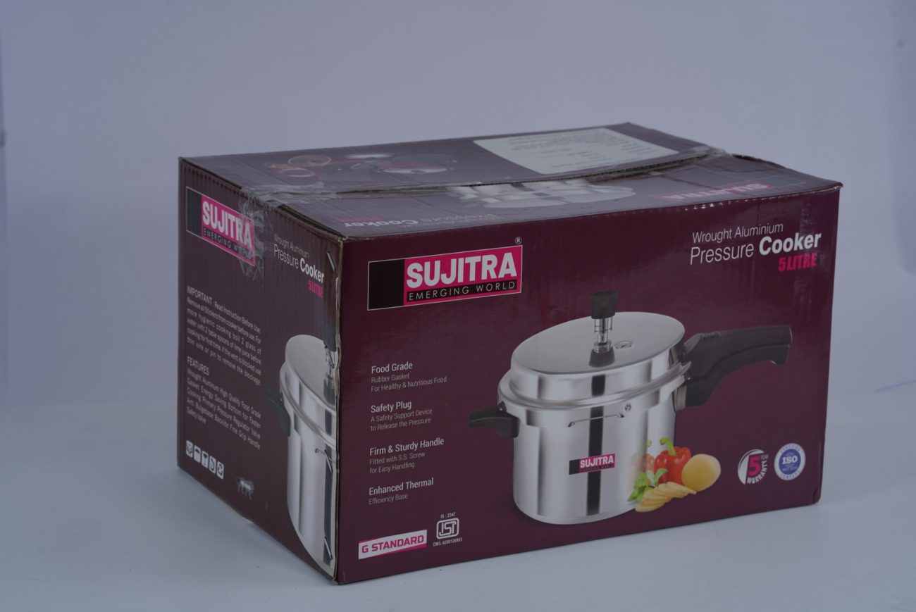 Wrought Aluminium 5L Pressure cooker - Elbon